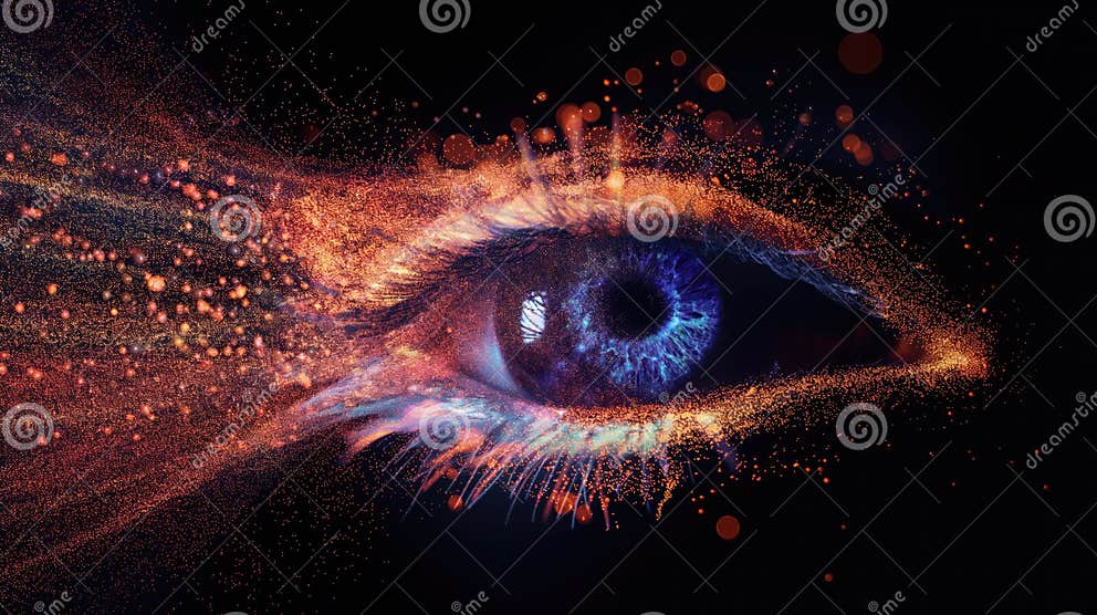 Multi-colored Particles Formed the Human Eye Stock Image - Image of ...