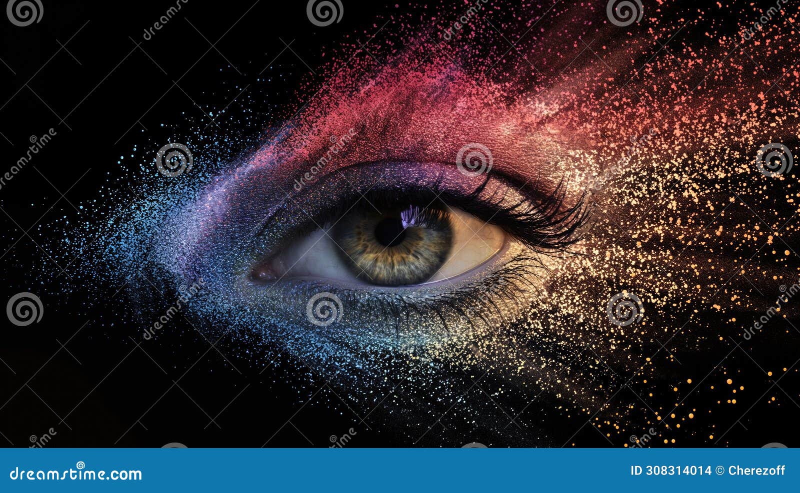 Multi-colored Particles Formed the Human Eye Stock Photo - Image of ...