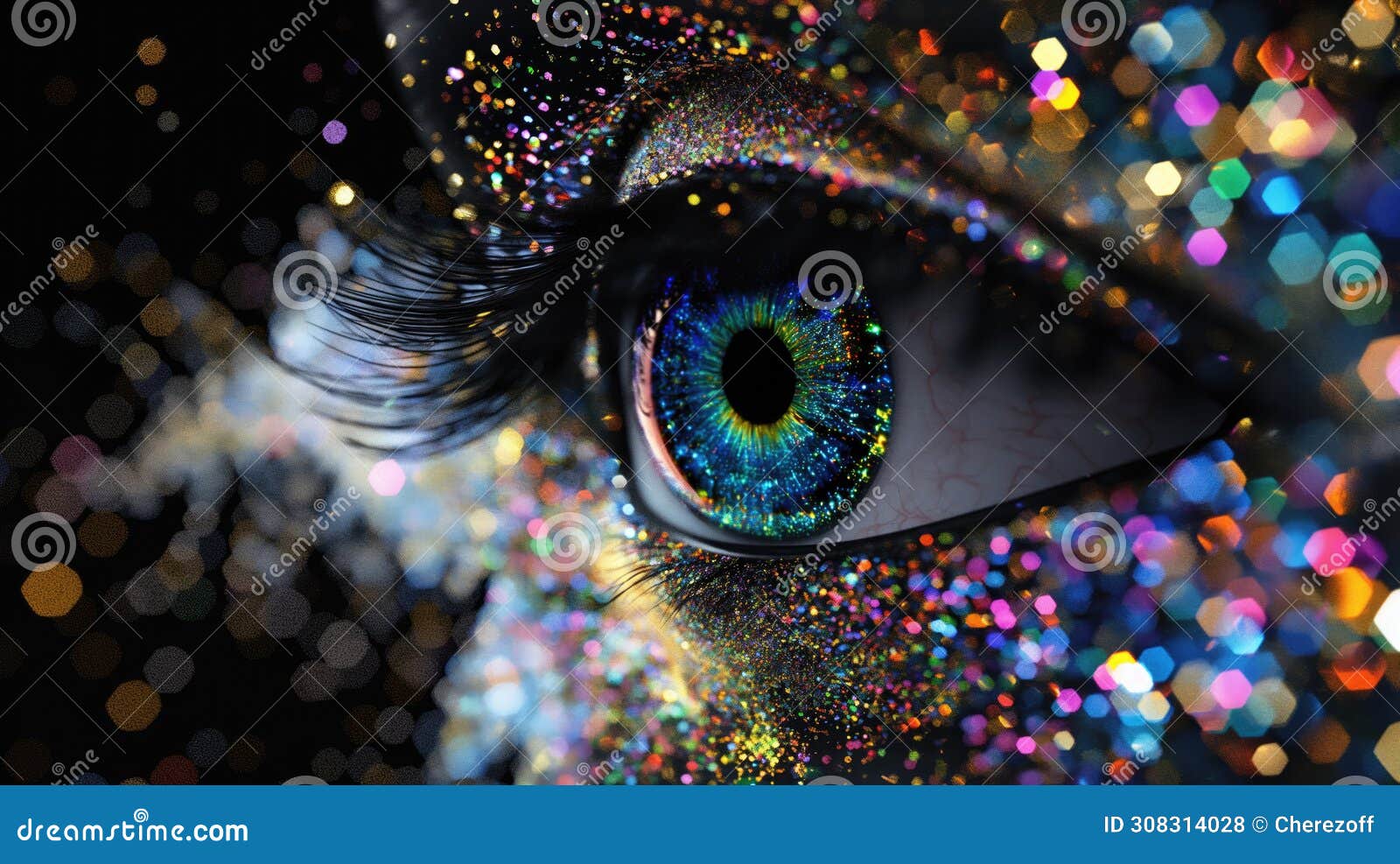 Multi-colored Particles Formed the Human Eye Stock Photo - Image of ...
