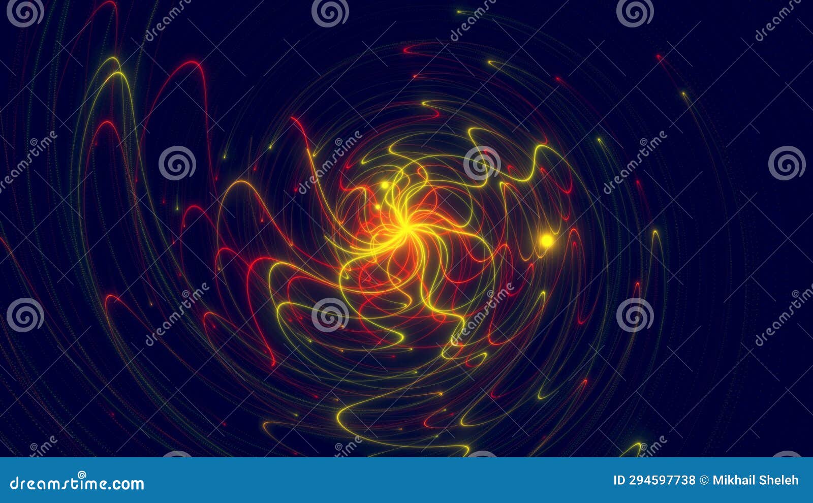 Multi-colored Particles Scattered from a Point Rotating Source Stock ...
