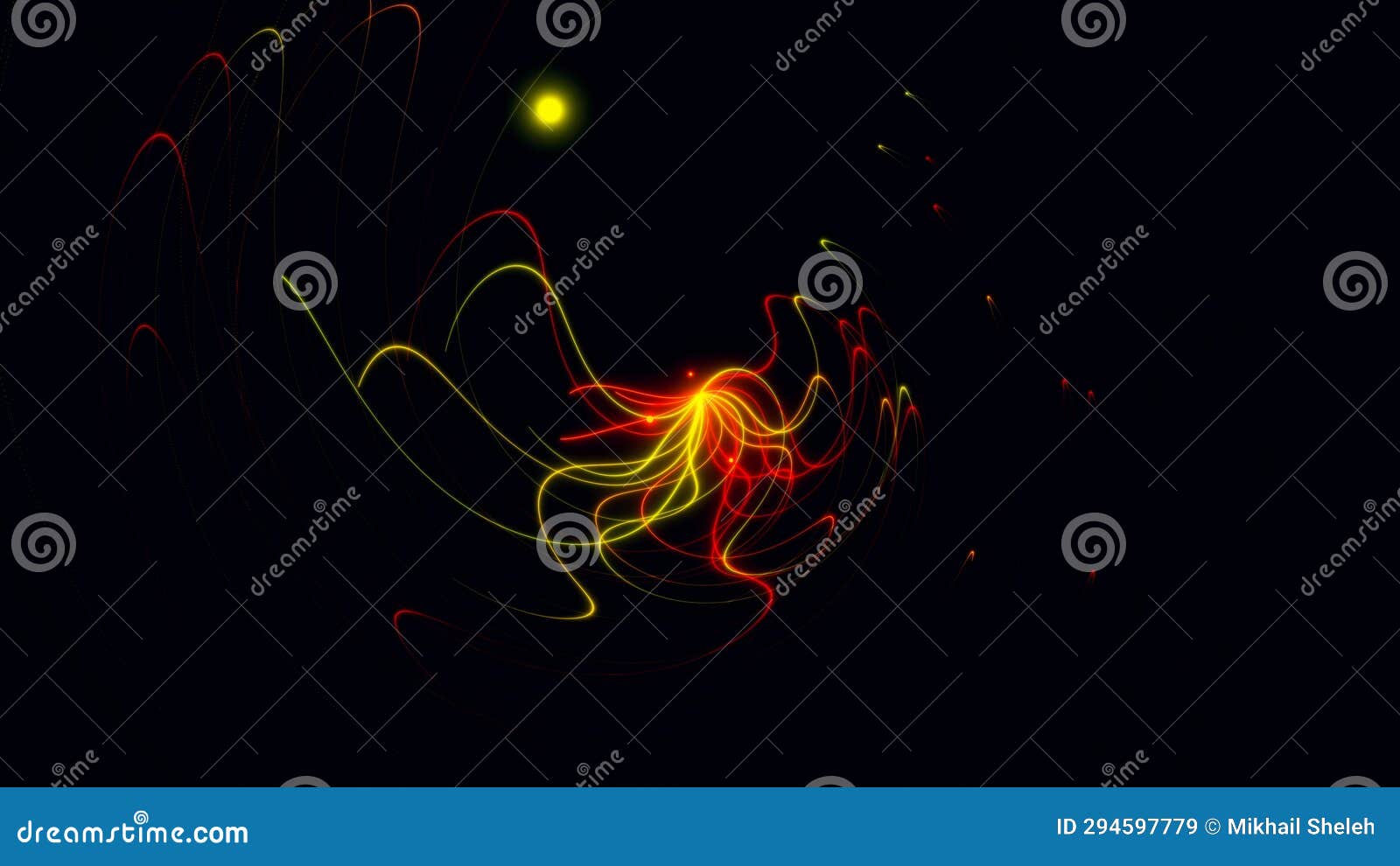 Multi-colored Particles Scattered from a Point Rotating Source Stock ...