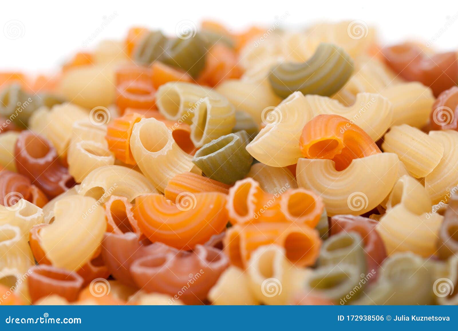 Multi-colored Pasta on White Background Stock Photo - Image of green ...