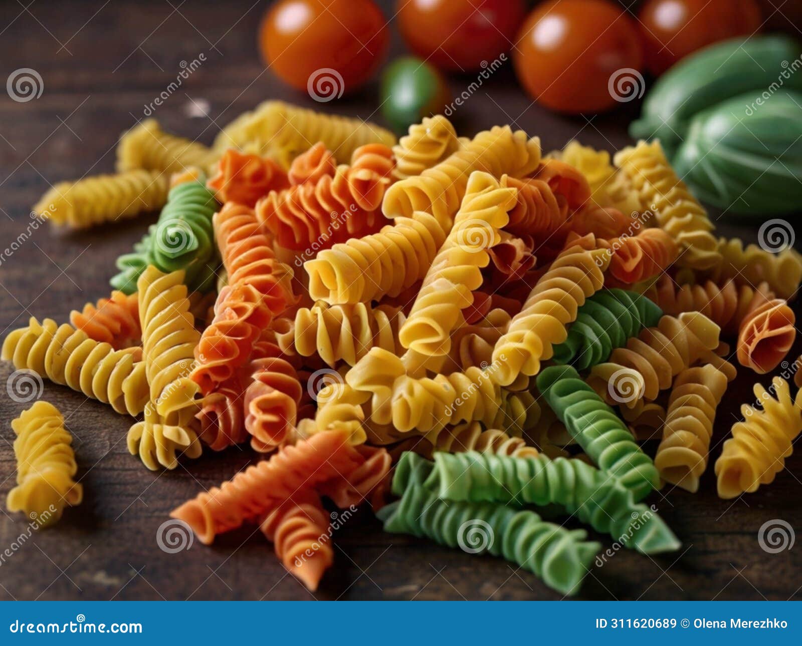 Multi-colored Pasta is Laid Out on the Table. Stock Illustration ...