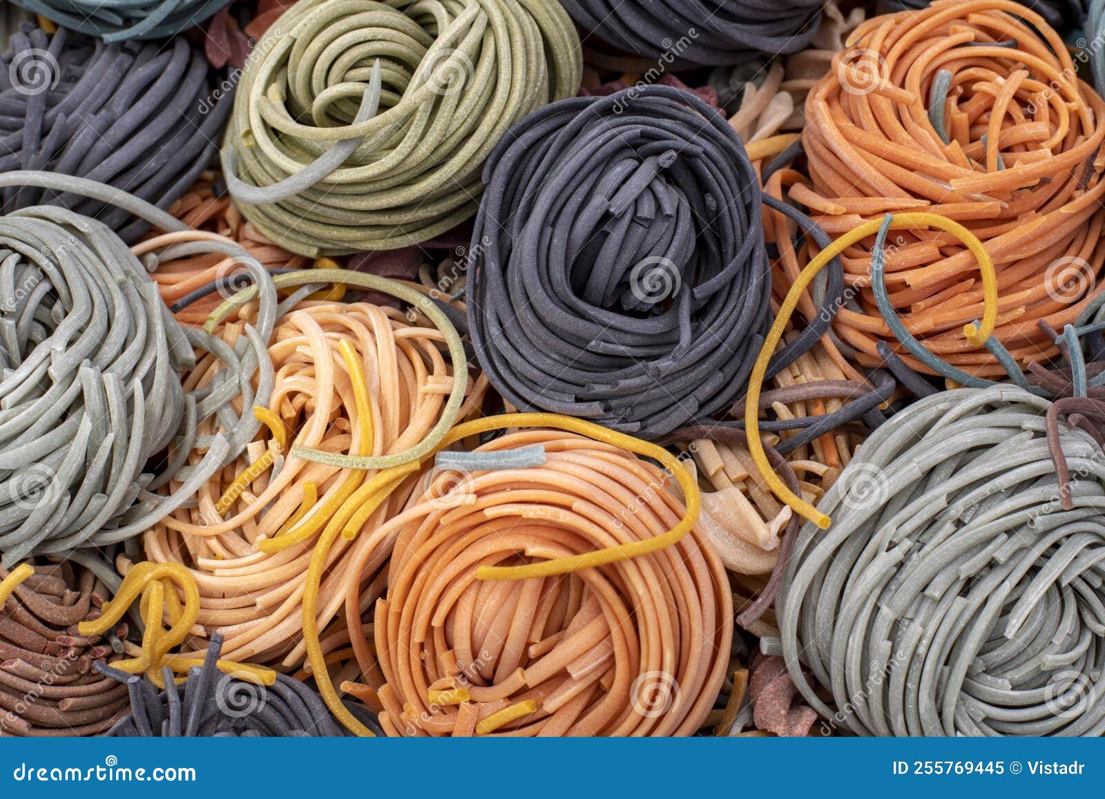 Multi colored pasta rolls stock image. Image of colors - 255769445