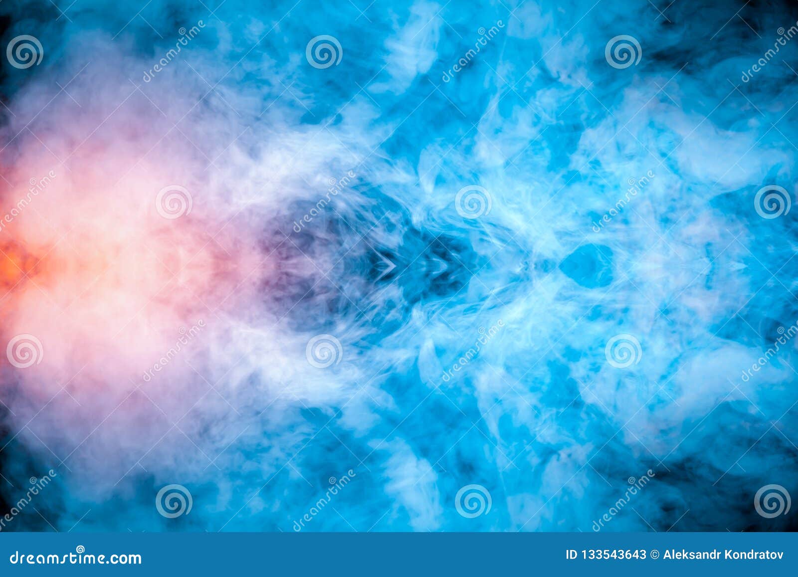 A Multi-colored Pattern of Blue and Red Smoke of a Mystical Shap Stock ...