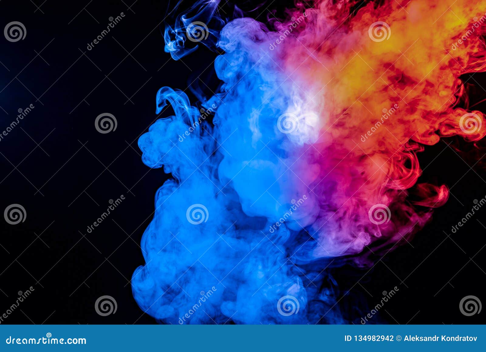 A Multi-colored Pattern of Blue and Red Smoke of a Mystical Shape in ...