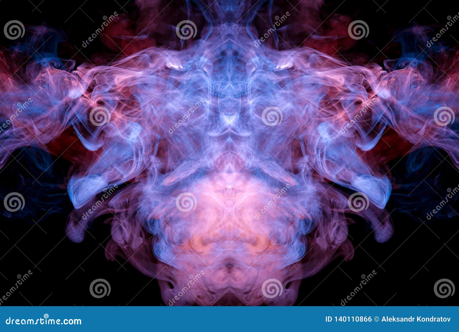 A Multi-colored Pattern of Purple and Blue Smoke of a Mystical Shape in ...