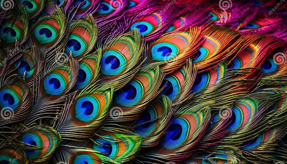 Multi Colored Peacock Feather Pattern, Vibrant Colors, Nature Beauty in ...