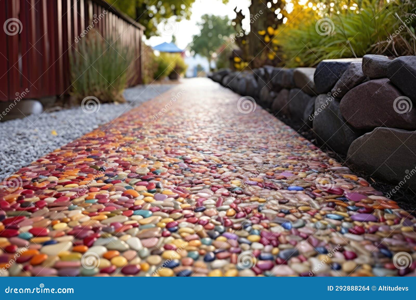 Multi-colored Pebbled Outdoor Walkway Stock Photo - Image of ...