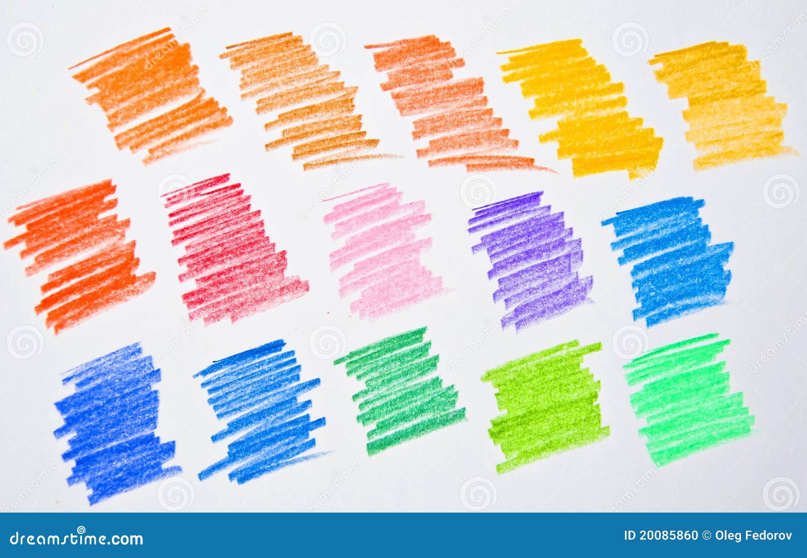 Multi Colored Pencil Strokes on White Paper Stock Photo - Image of ...