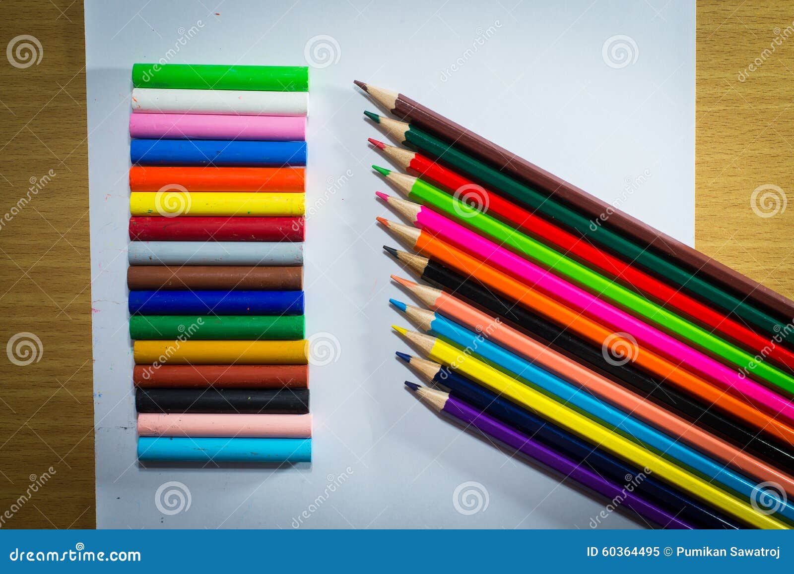 Multi Colored Pencils in a Corner on a White Background Stock Image ...