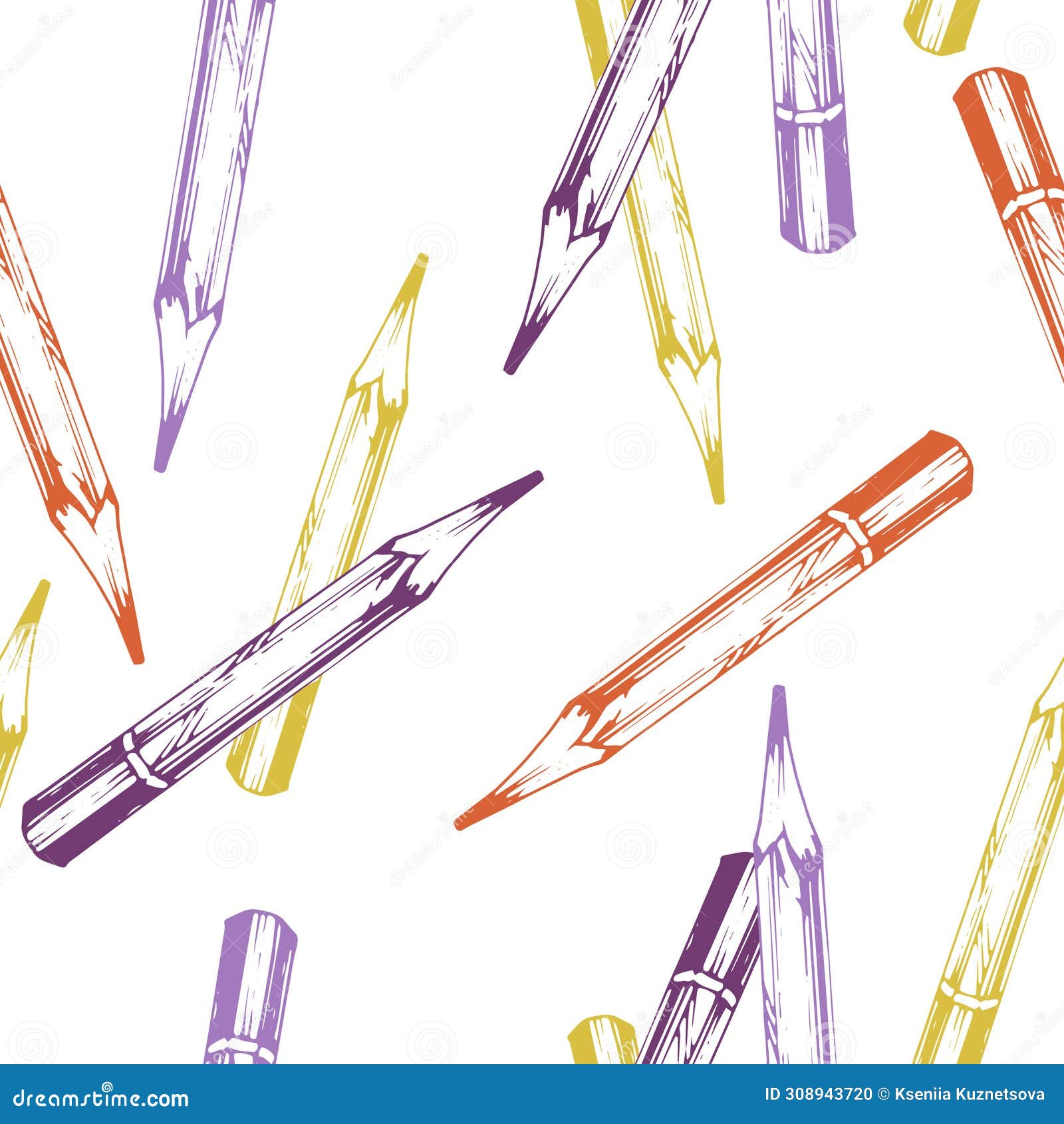 Multi-colored Pencils for Drawing. Seamless Pattern of Writing Objects ...