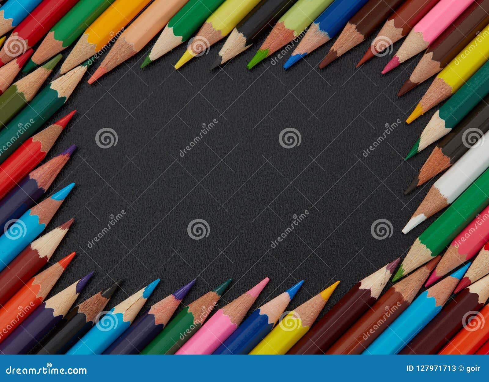 Multi-colored Pencils Frame Stock Image - Image of black, ideas: 127971713
