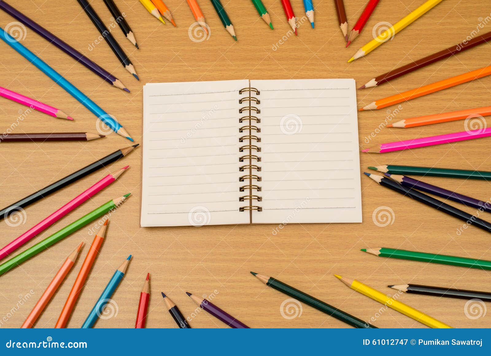 Multi Colored Pencils and Notebook with Text Space Stock Image - Image ...