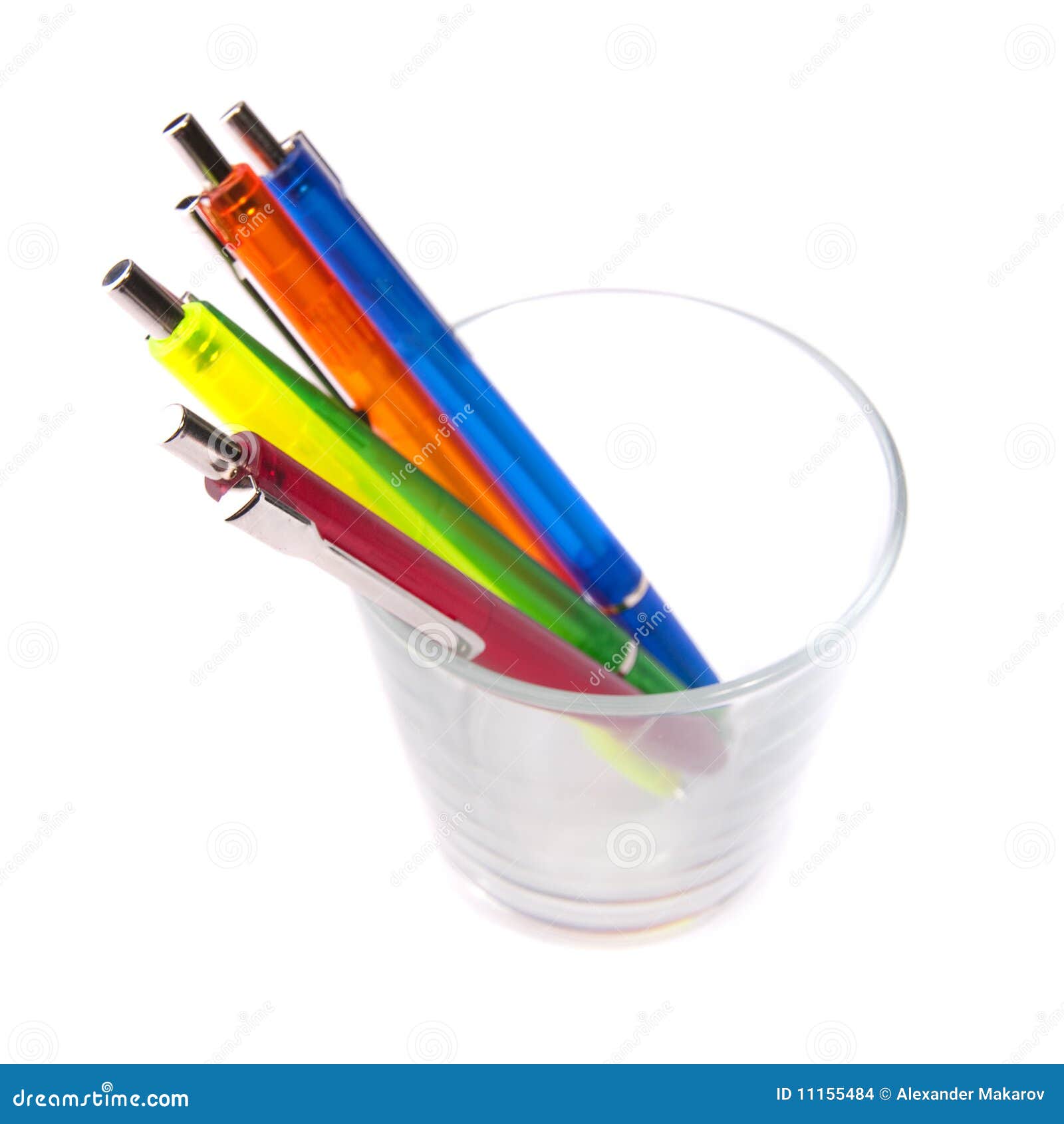 Multi-colored Pens in a Glass Stock Photo - Image of coloured, curves ...