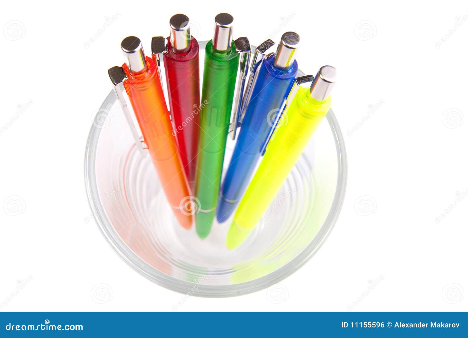 Multi-colored Pens in a Glass Stock Photo - Image of isolated, curves ...