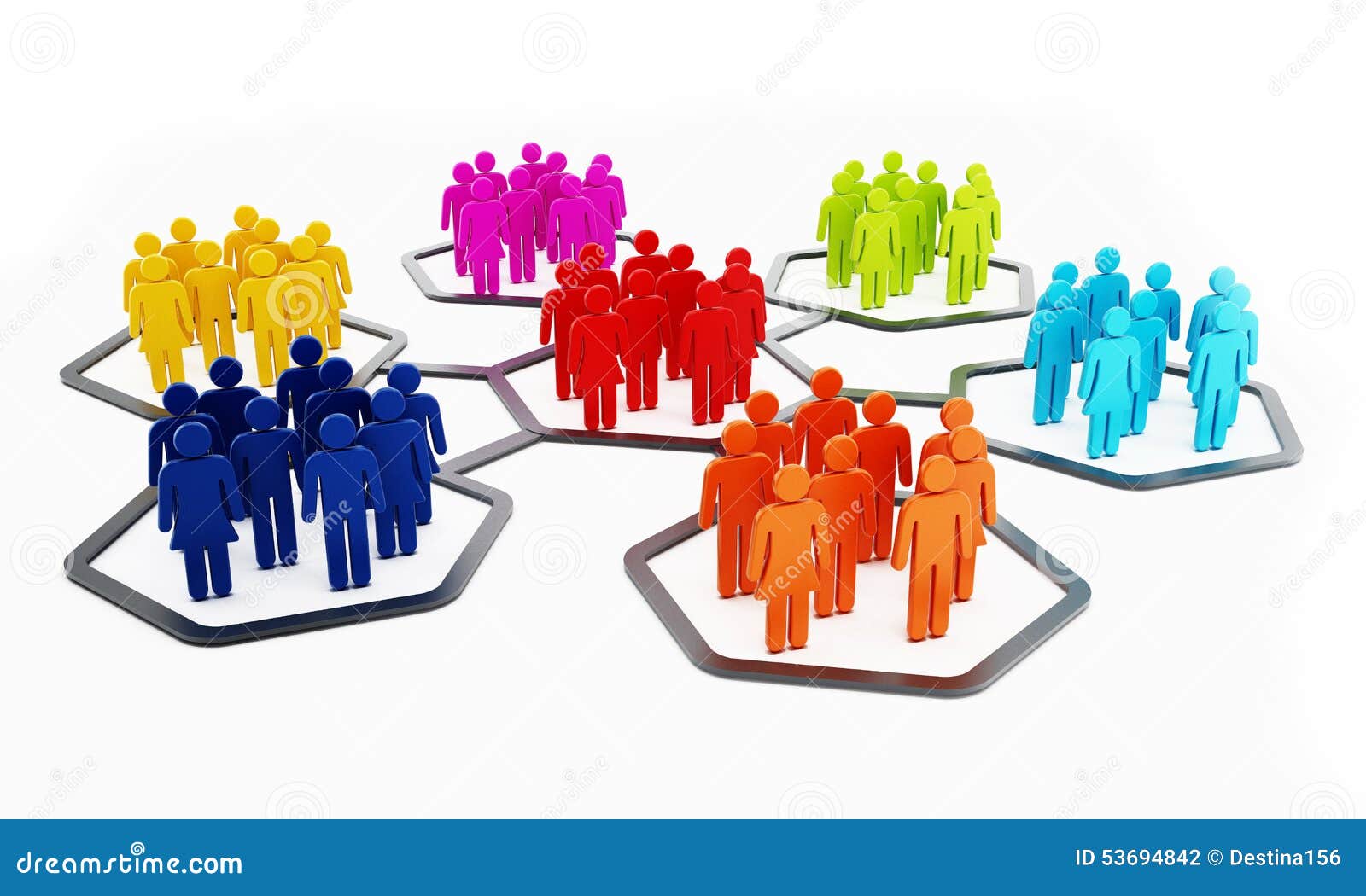 Multi-colored People in Hexagons Attached To Each Other Stock ...
