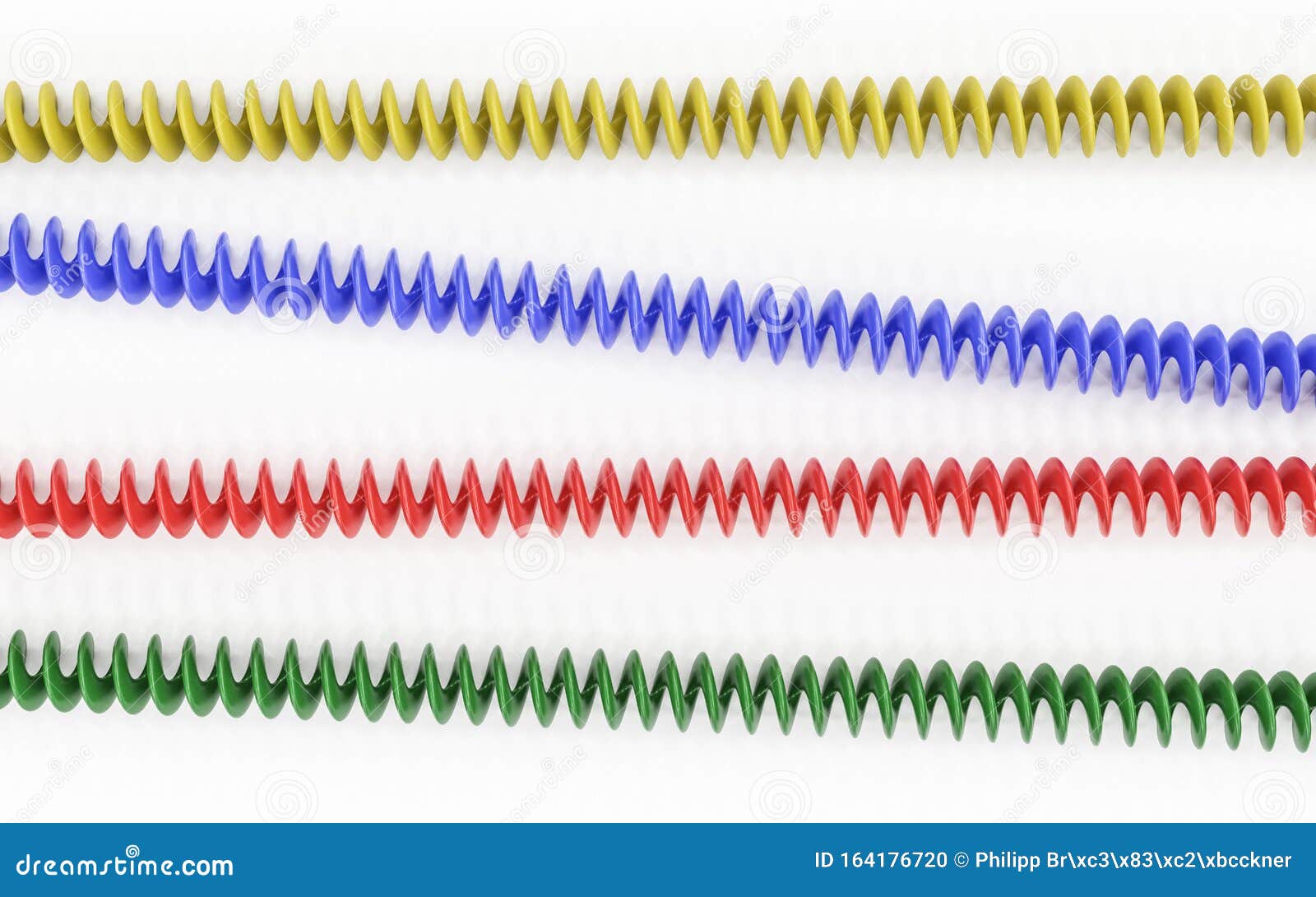 Multi Colored Phone Cords, Isolated on White Background 3d Render ...