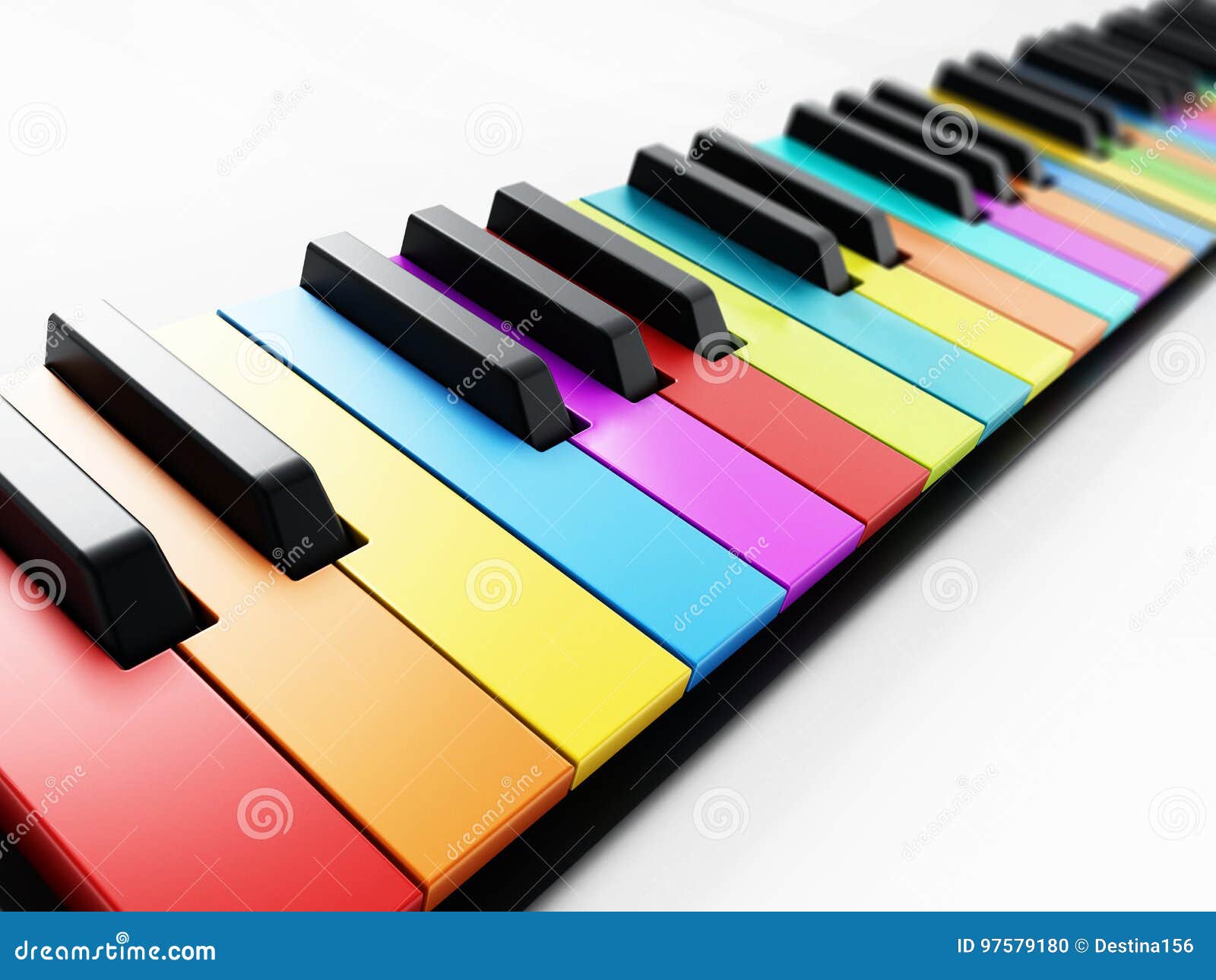 Multi Colored Piano Keys Background. 3D Illustration Stock Illustration ...