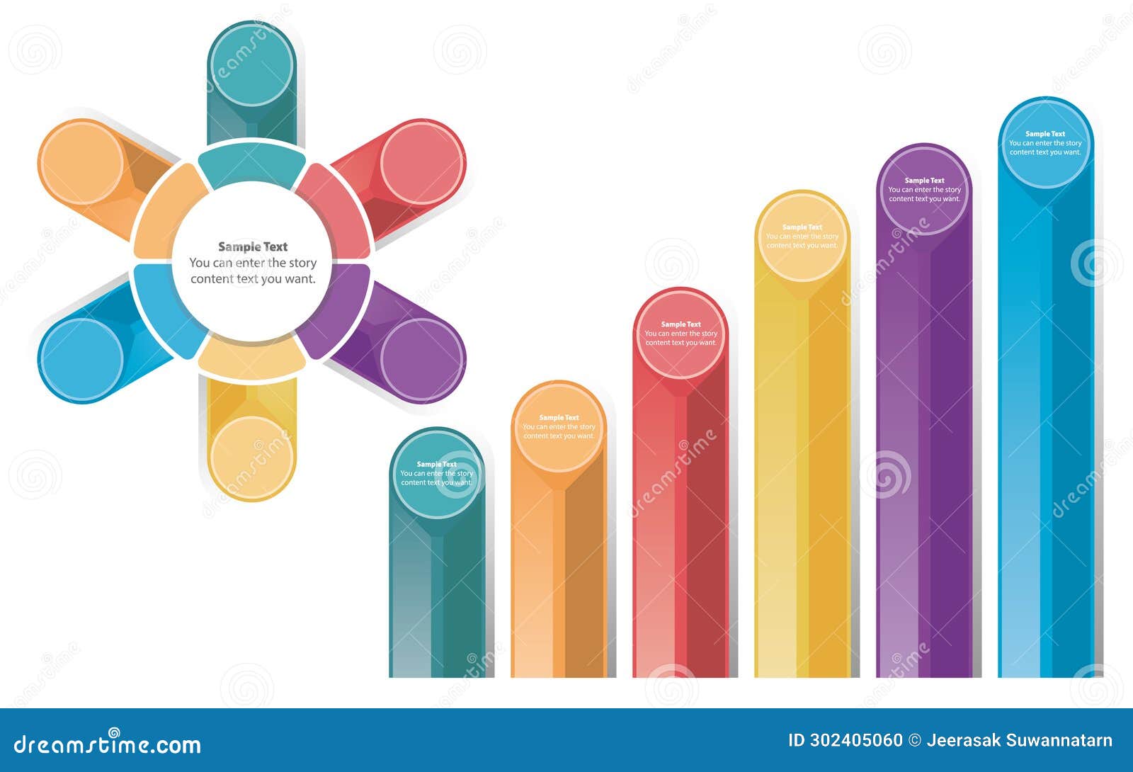 Multi Colored Pie Chart by Bar Graphs Stock Vector - Illustration of ...