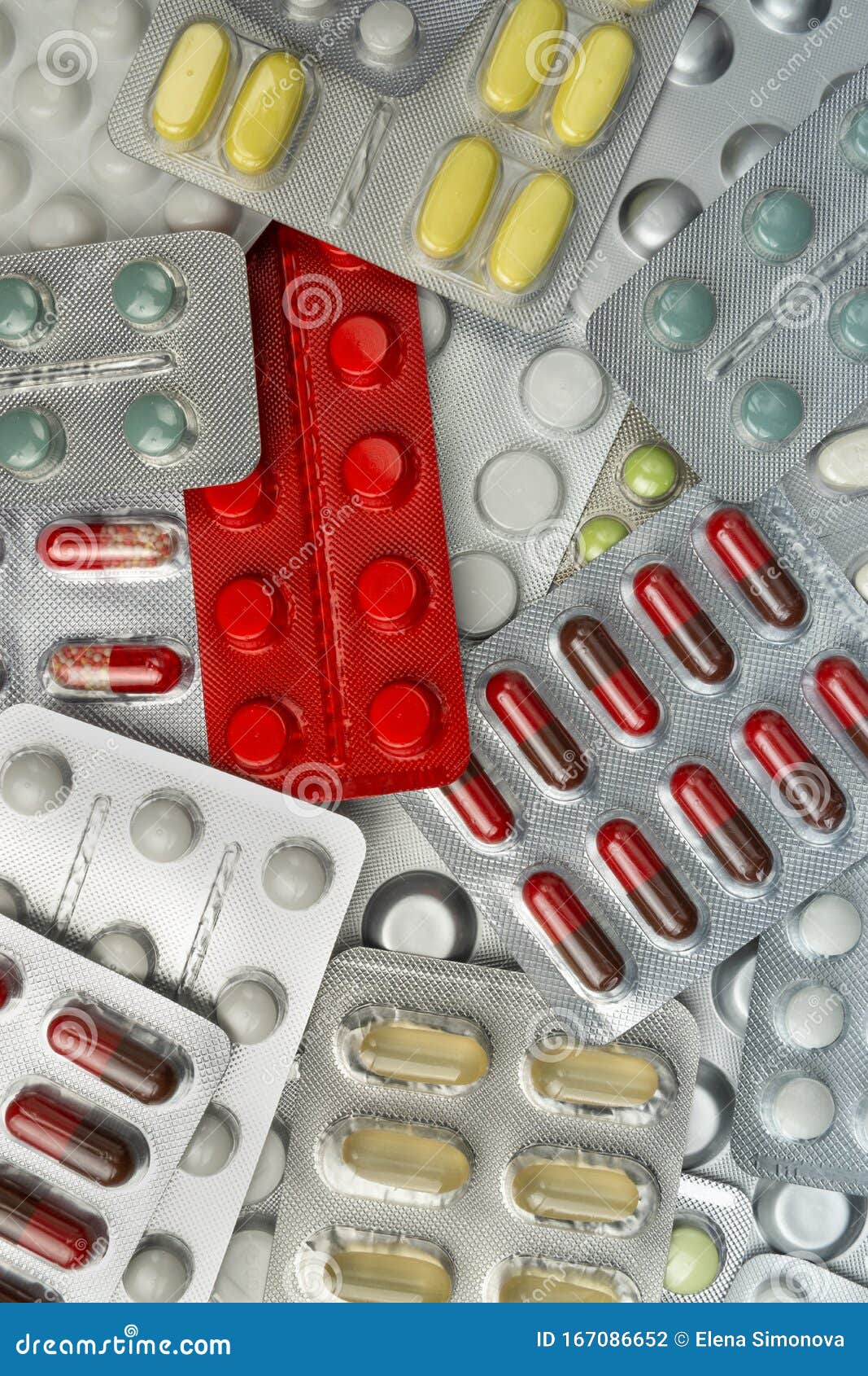 Multi-colored Pills, Capsules and Vitamins in Chaotic Flat Lay Stock ...