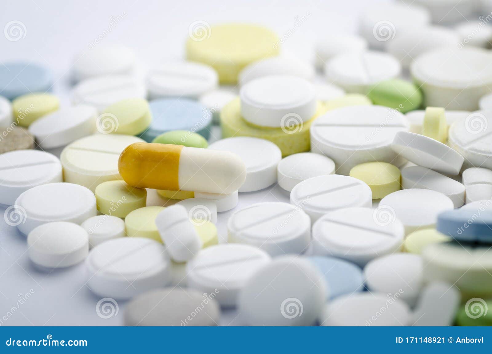 Multi-colored Pills of Different Shapes Close-up Stock Image - Image of ...