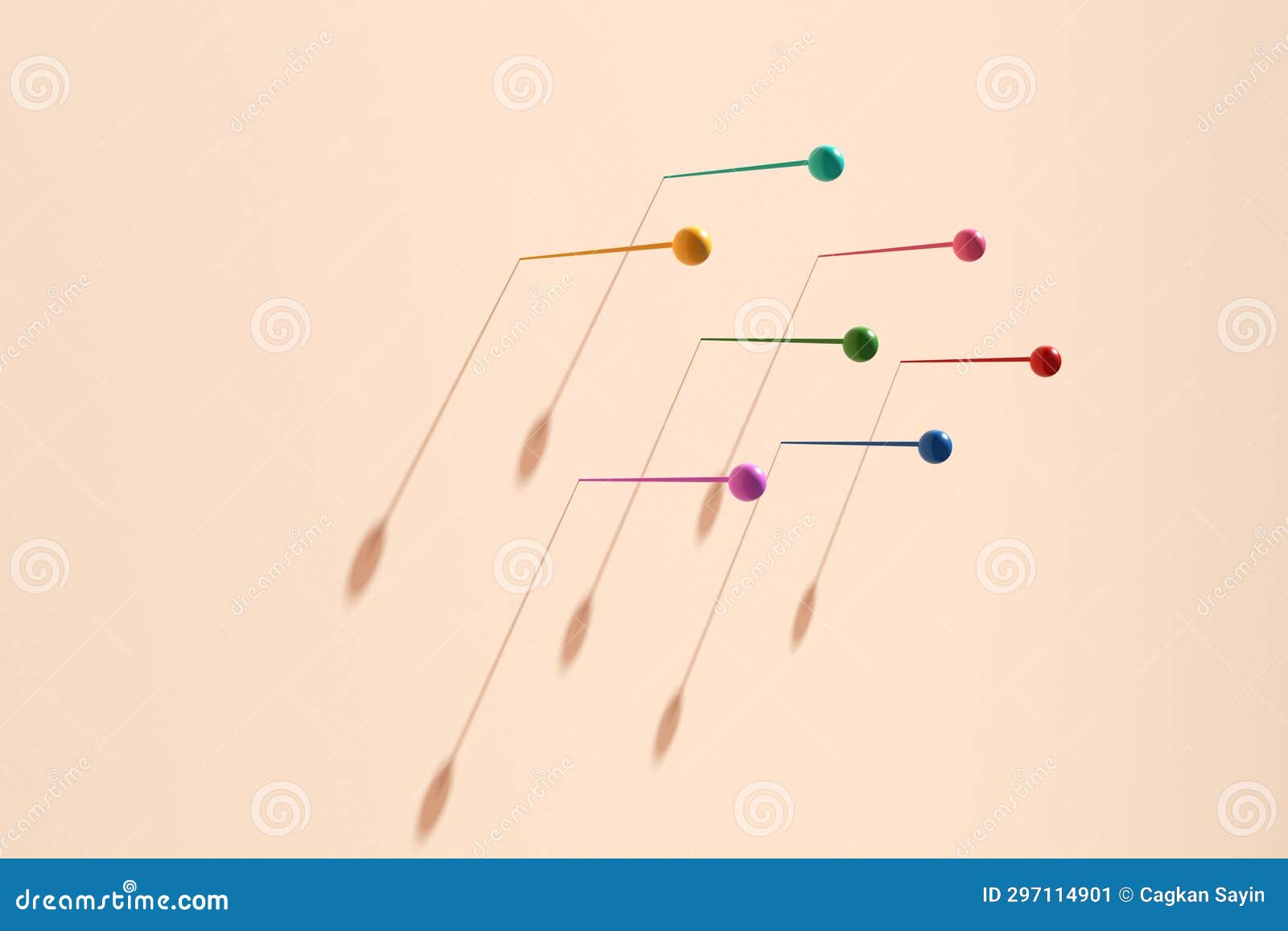 Multi Colored Pins Pinned on a Beige Wall Stock Illustration ...