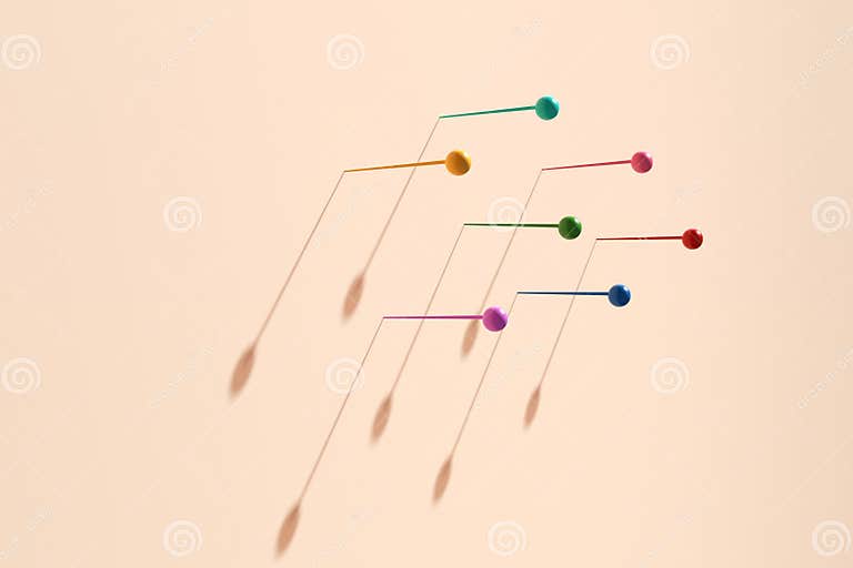 Multi Colored Pins Pinned on a Beige Wall Stock Illustration ...