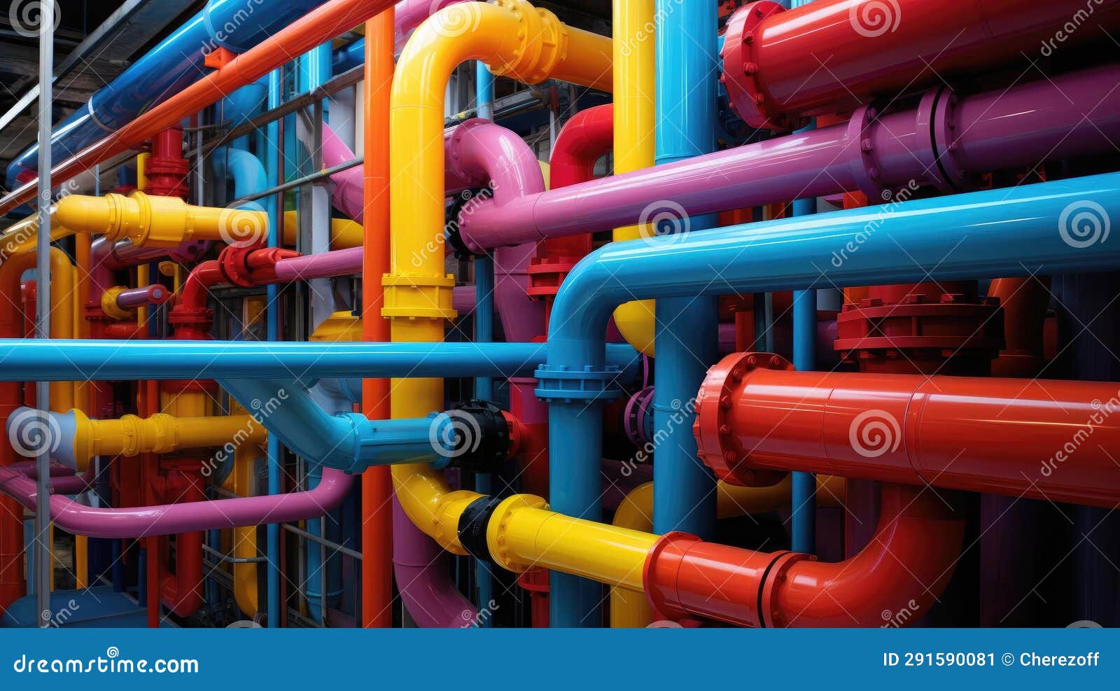 Multi-colored pipes stock illustration. Illustration of steel - 291590081