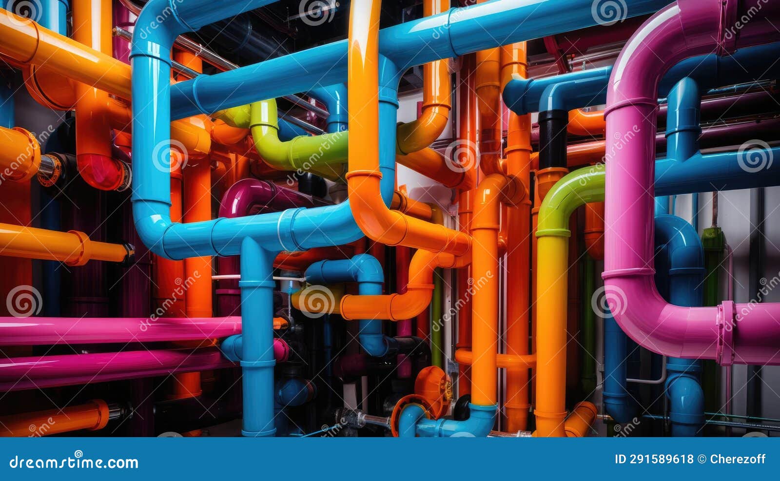 Multi-colored pipes stock illustration. Illustration of steel - 291589618