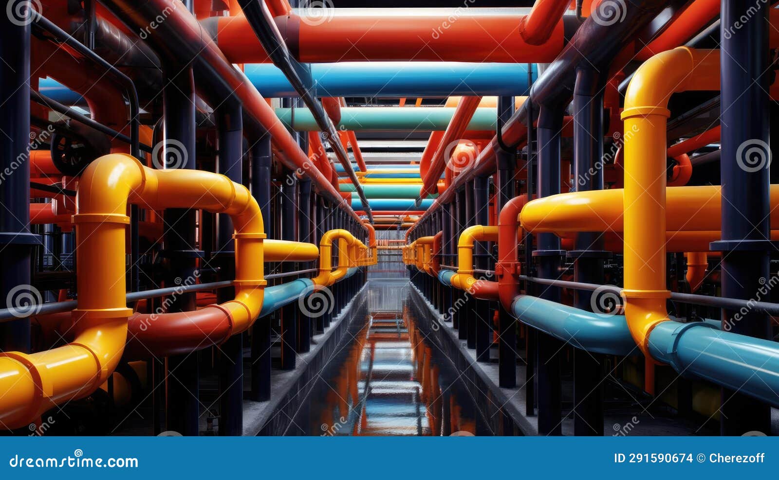 Multi-colored pipes stock illustration. Illustration of industrial ...