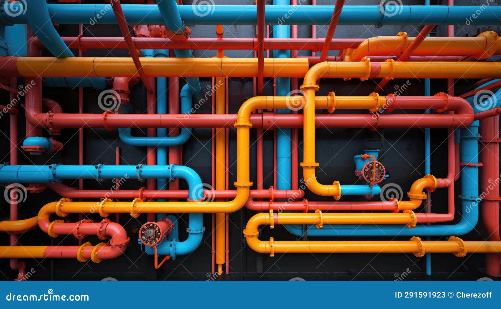 Multi-colored pipes stock illustration. Illustration of room - 291591923