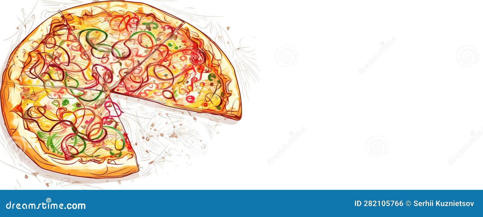 Multi-colored Pizza on a White Background is Cut into Pieces, Isolate ...