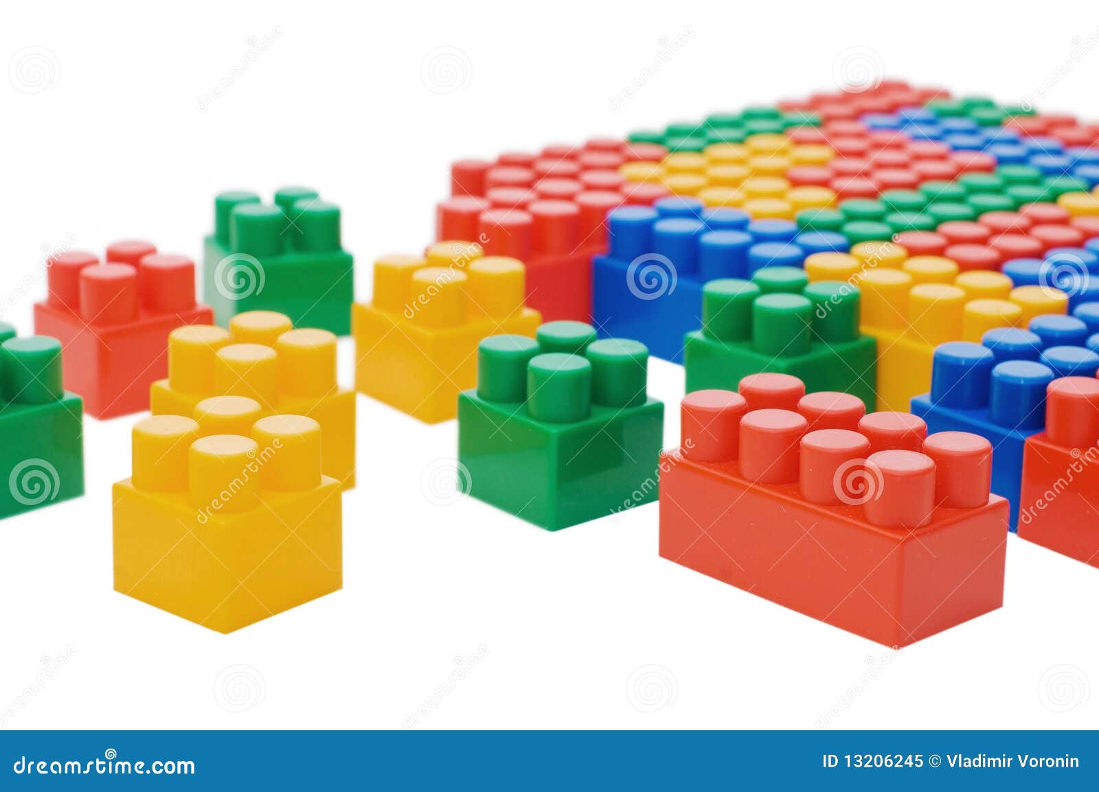 Multi-colored Plastic Blocks on White Stock Image - Image of color ...