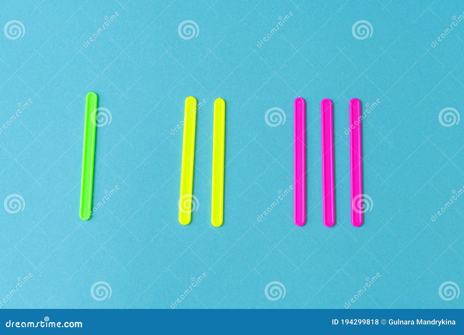 Multi-colored Plastic Counting Sticks for Learning Counting Stock Photo ...