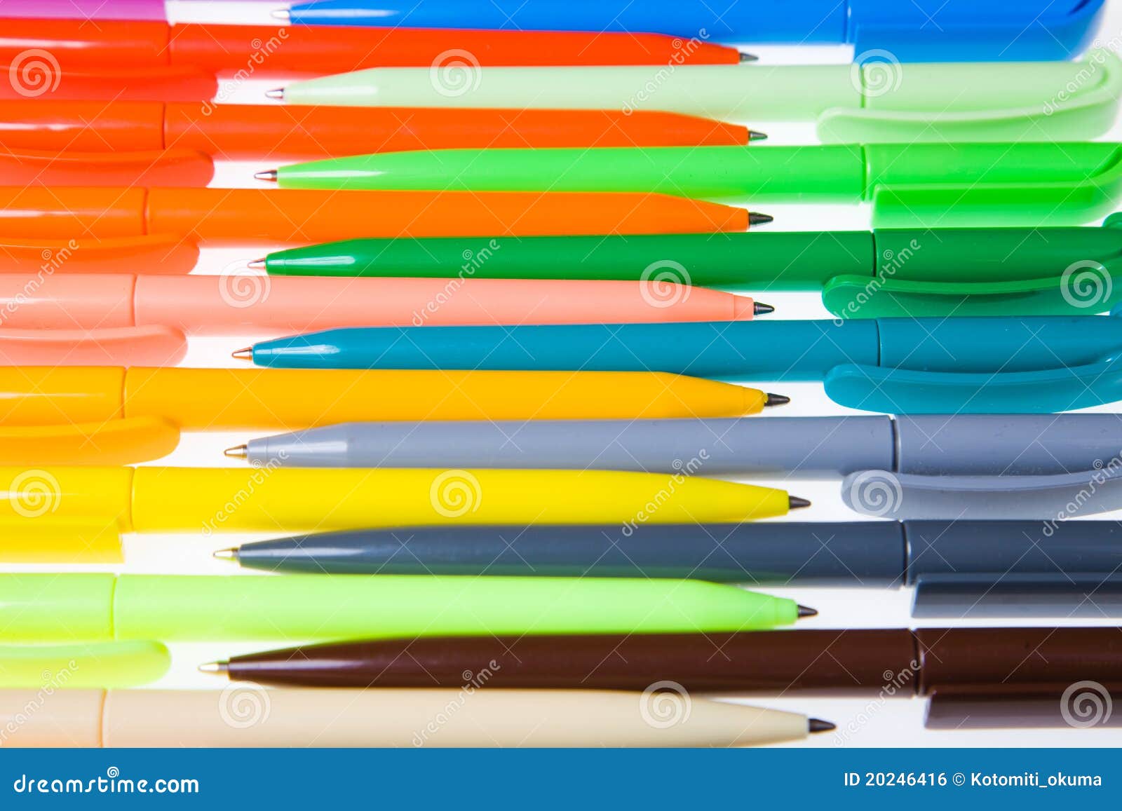 Multi-colored plastic pens stock photo. Image of colors - 20246416