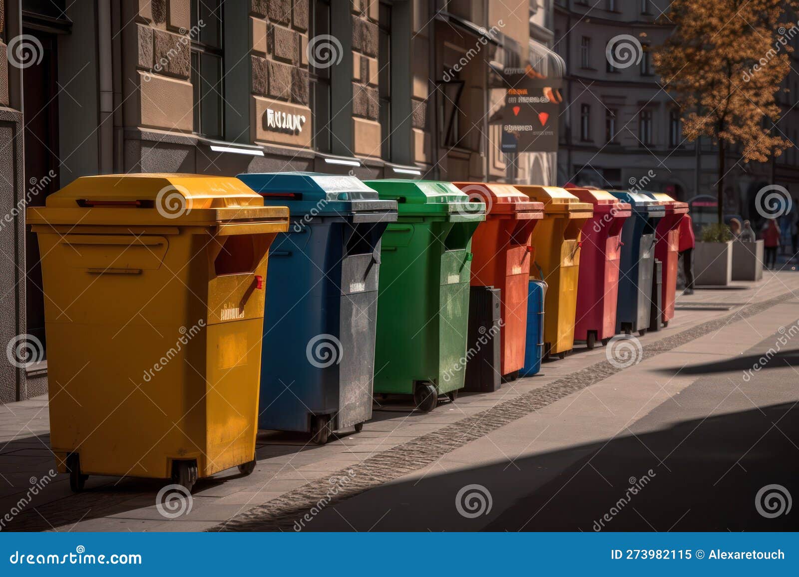 Multi-colored Plastic Tanks for Collecting and Sorting Garbage on the ...