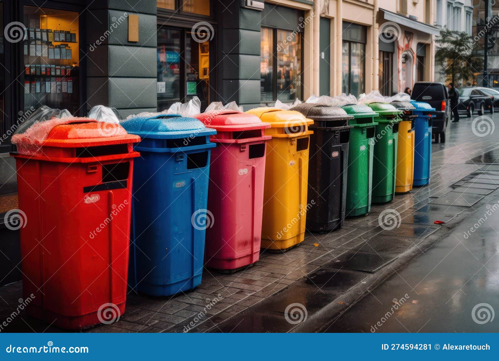 Multi-colored Plastic Tanks for Collecting and Sorting Garbage on the ...