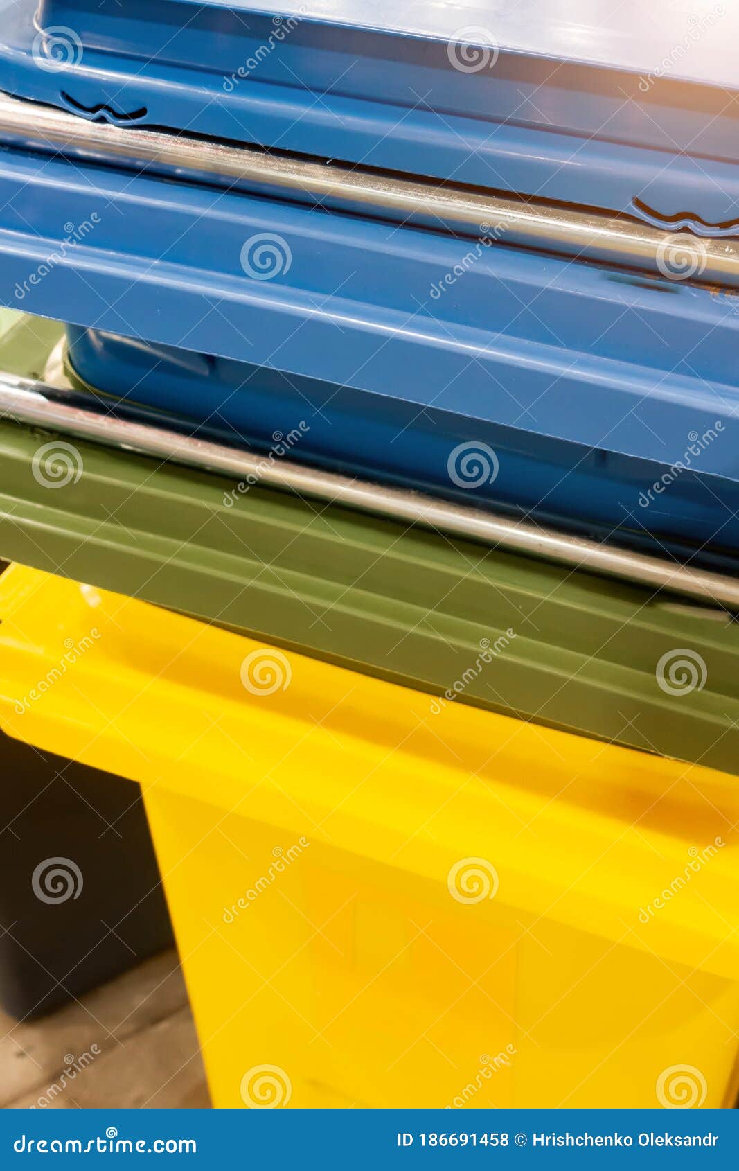 Multi Colored Plastic Trash Bins Stock Photo - Image of bins, dump ...