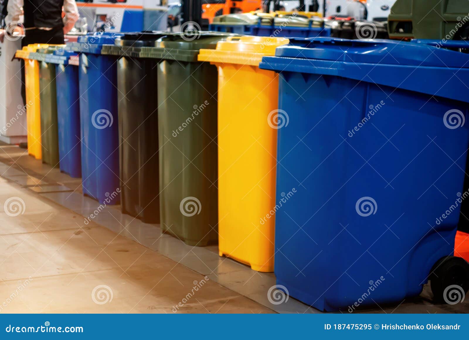Multi Colored Plastic Trash Bins Stock Image - Image of pollution ...