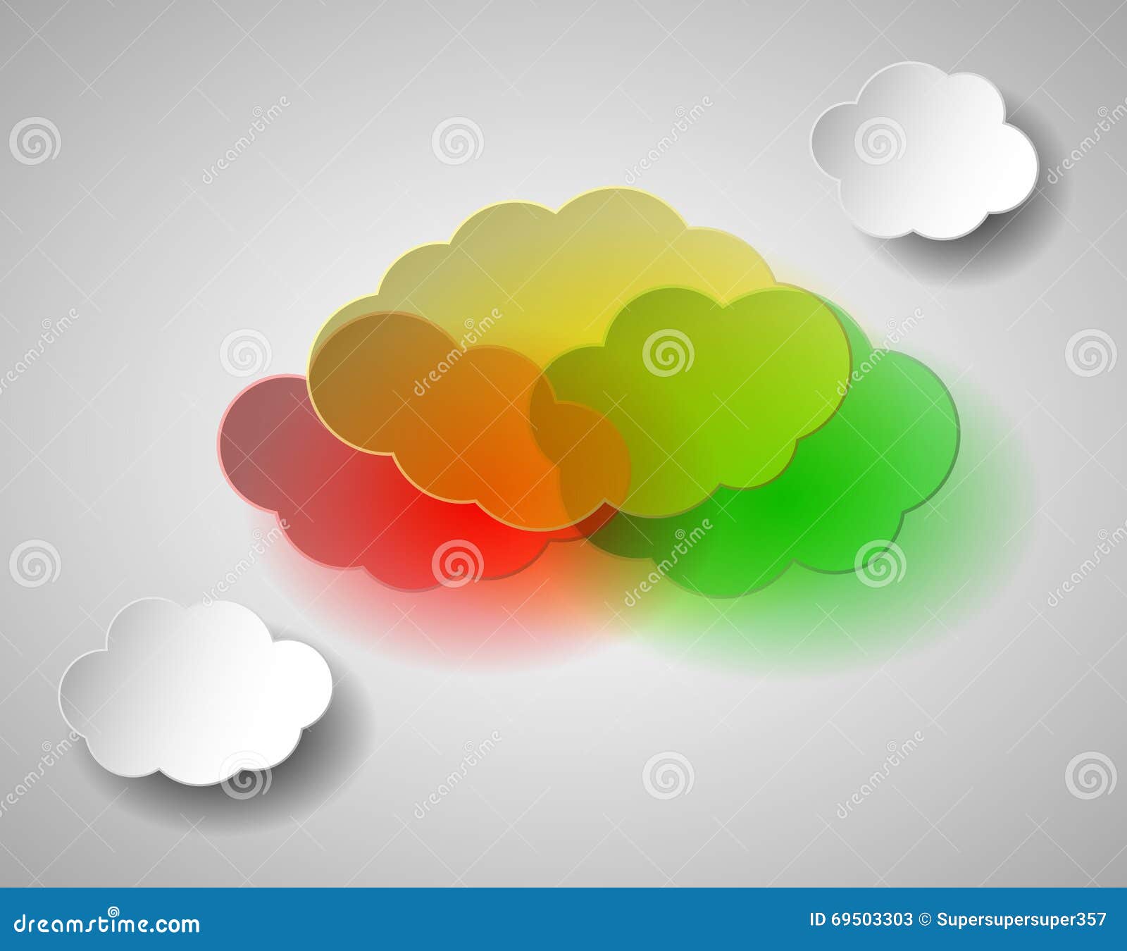 Multi Colored Plastic and White Paper Clouds Illustration Stock Vector ...