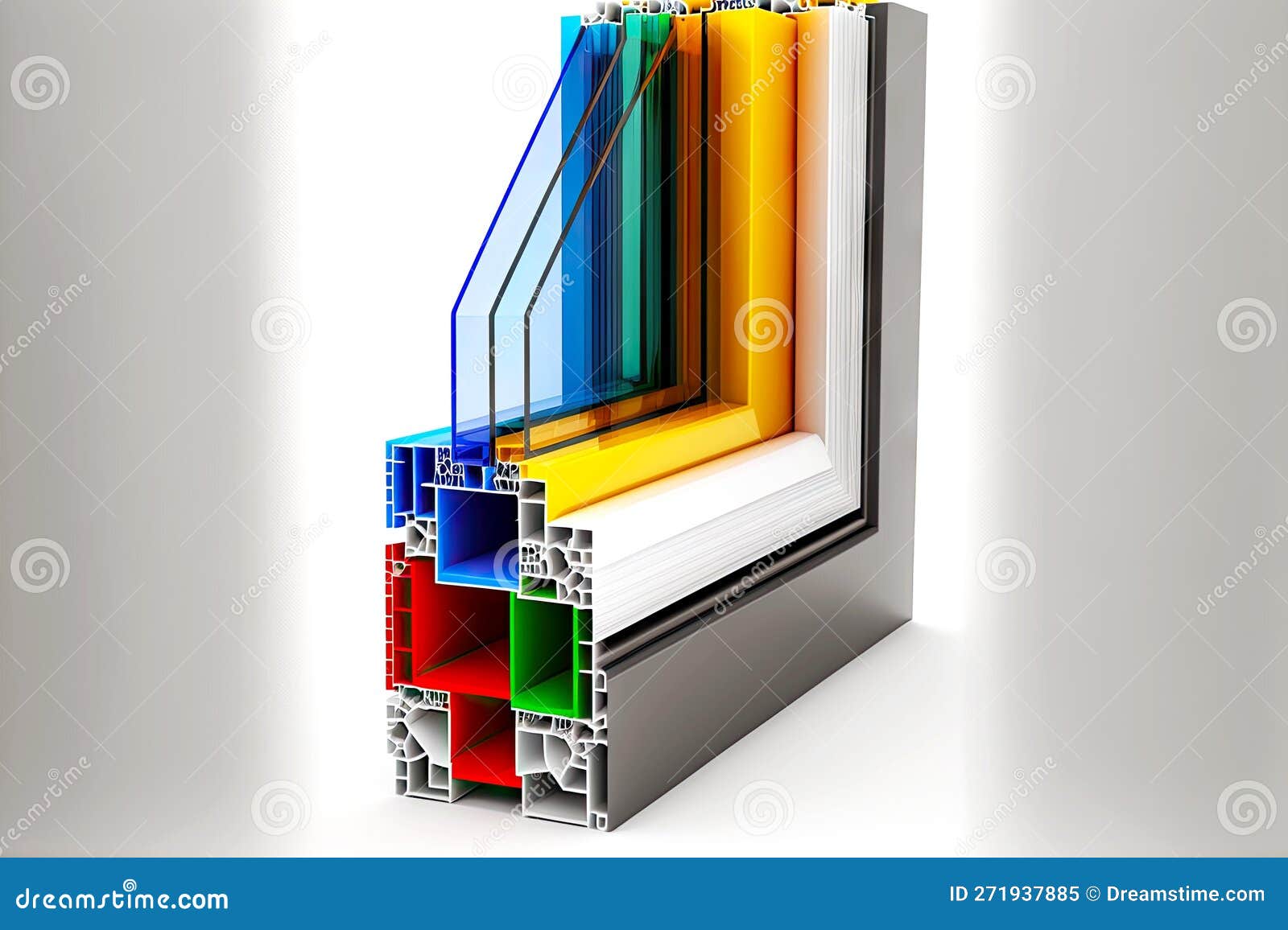 Multi-colored Plastic Windows Profile in Section for Installing Windows ...