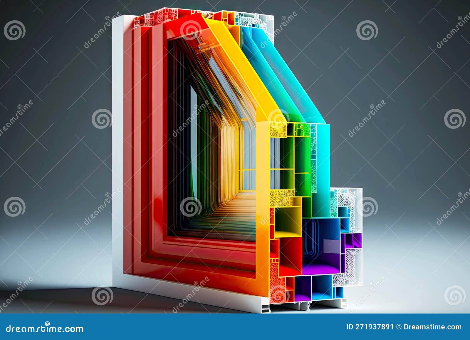 Multi-colored Plastic Windows Profile in Section for Installing Windows ...