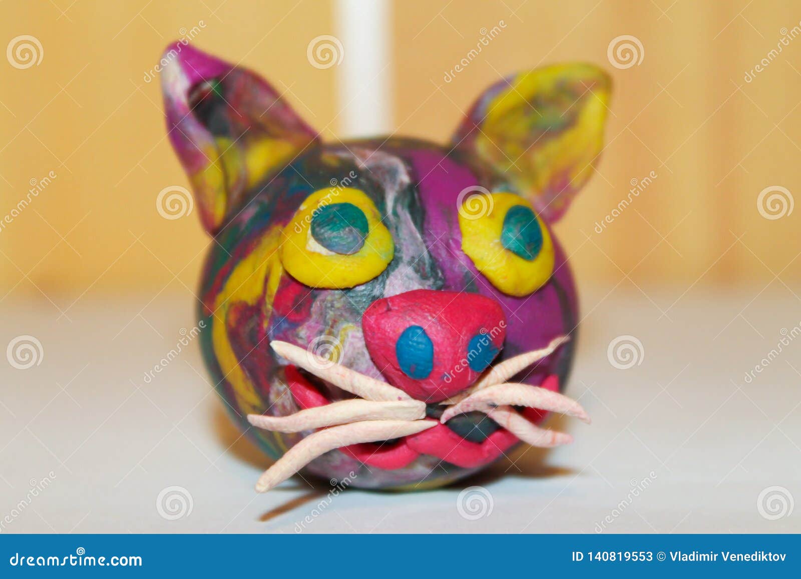 Plasticine Cat Head Close-up. Creativity and Design Stock Image - Image ...