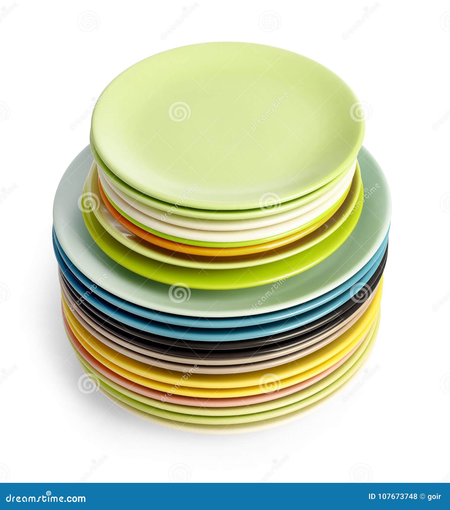 Multi-colored Plates on White Stock Photo - Image of large, people ...