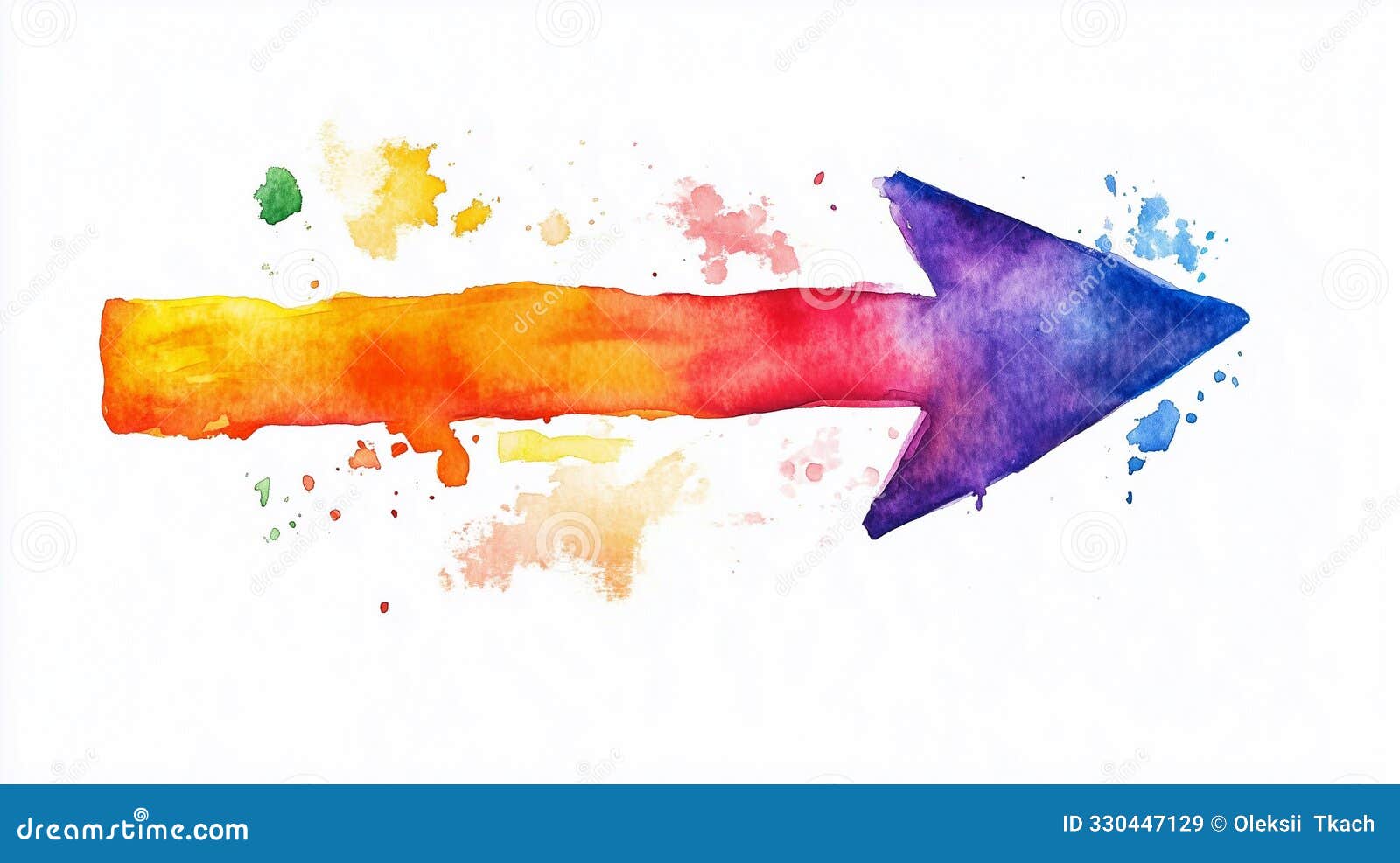 Multi-colored Pointer Arrow with Paint and Watercolor on White ...