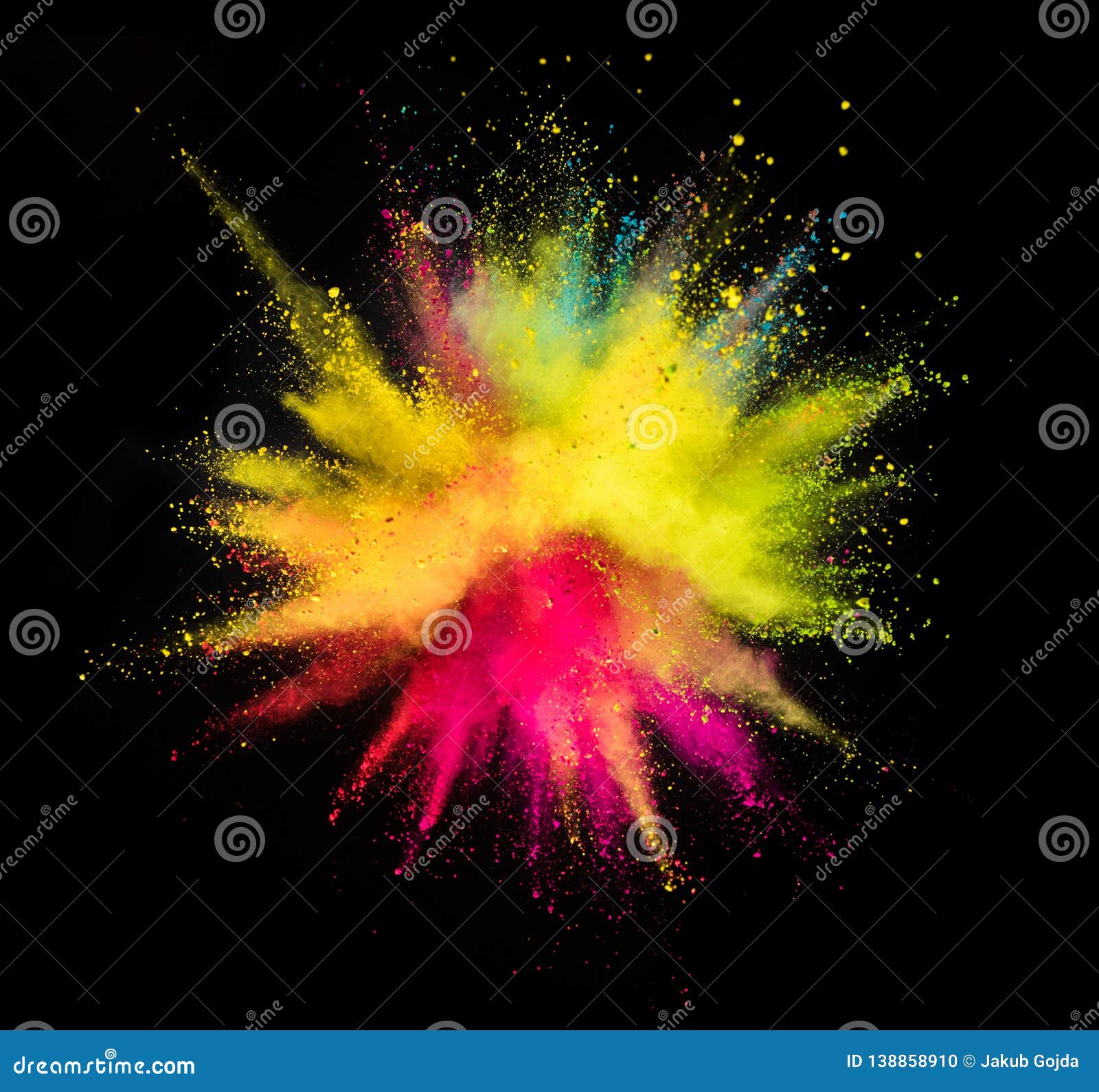 Multi Colored Powder Explosion on Black Stock Photo - Image of explode ...
