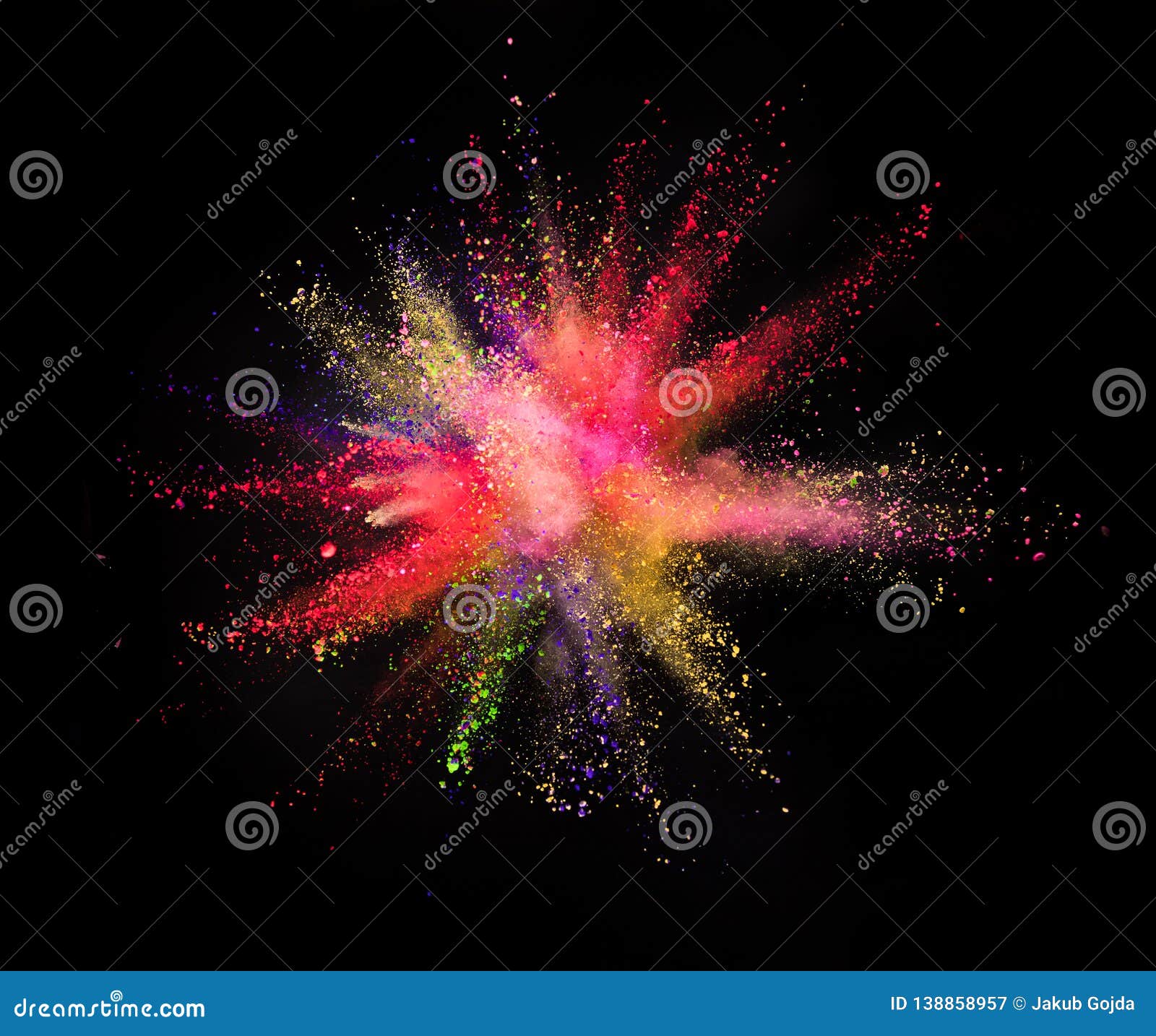 Multi Colored Powder Explosion Isolated on Black Stock Image - Image of ...