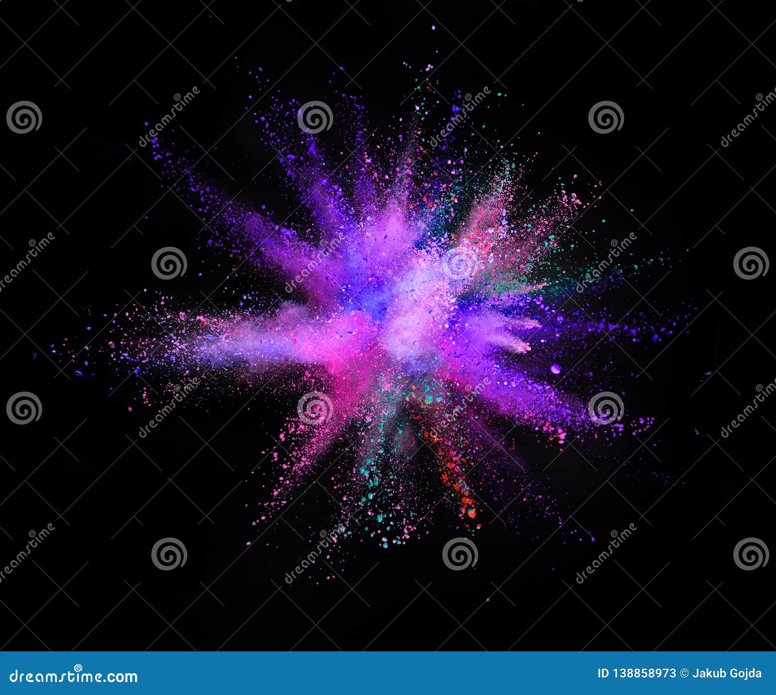 Multi Colored Powder Explosion Isolated on Black Stock Image - Image of ...