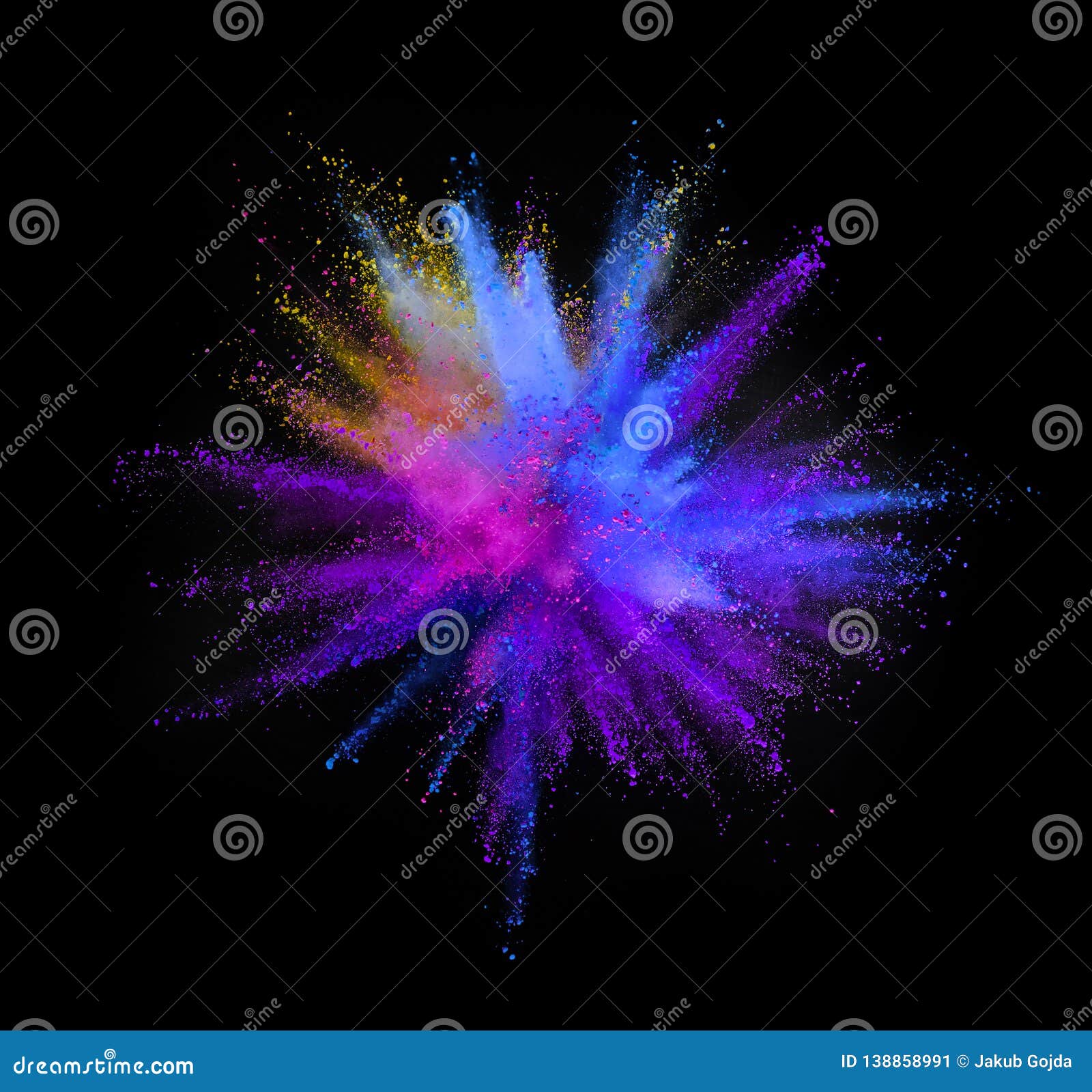 Multi Colored Powder Explosion Isolated on Black Stock Image - Image of ...